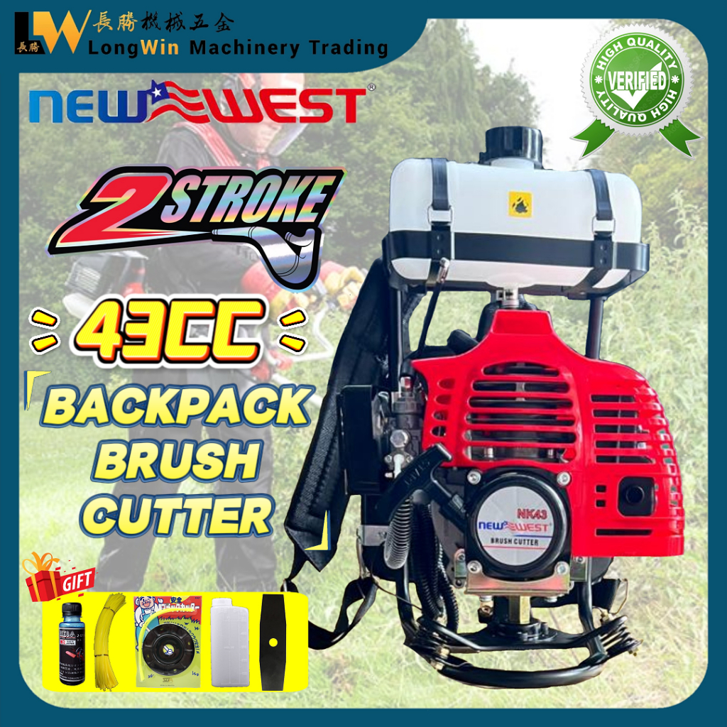 NEW WEST NK43 2-Stroke Design Backpack Brush Cutter 43cc Mesin Rumput ...