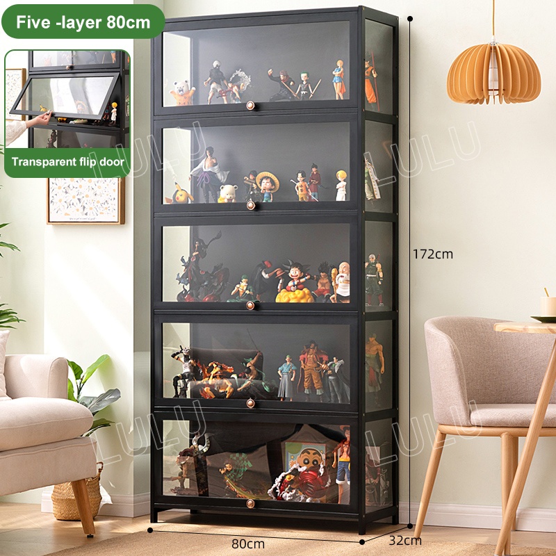 LULU Display Cabinet Almari Kaca Display 3/4/5 Layers Transparent Glass ...