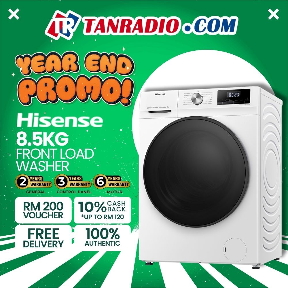 [Free Delivery Promo] Hisense 8.5kg inverter,5 Stars,AI wash,front load ...