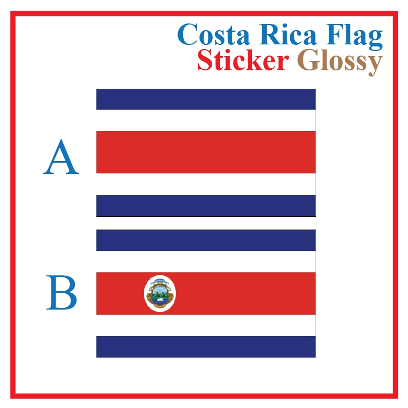 Costa Rica Flag Sticker Rectangle Postcard / Stiker Pelekat Poskad ...