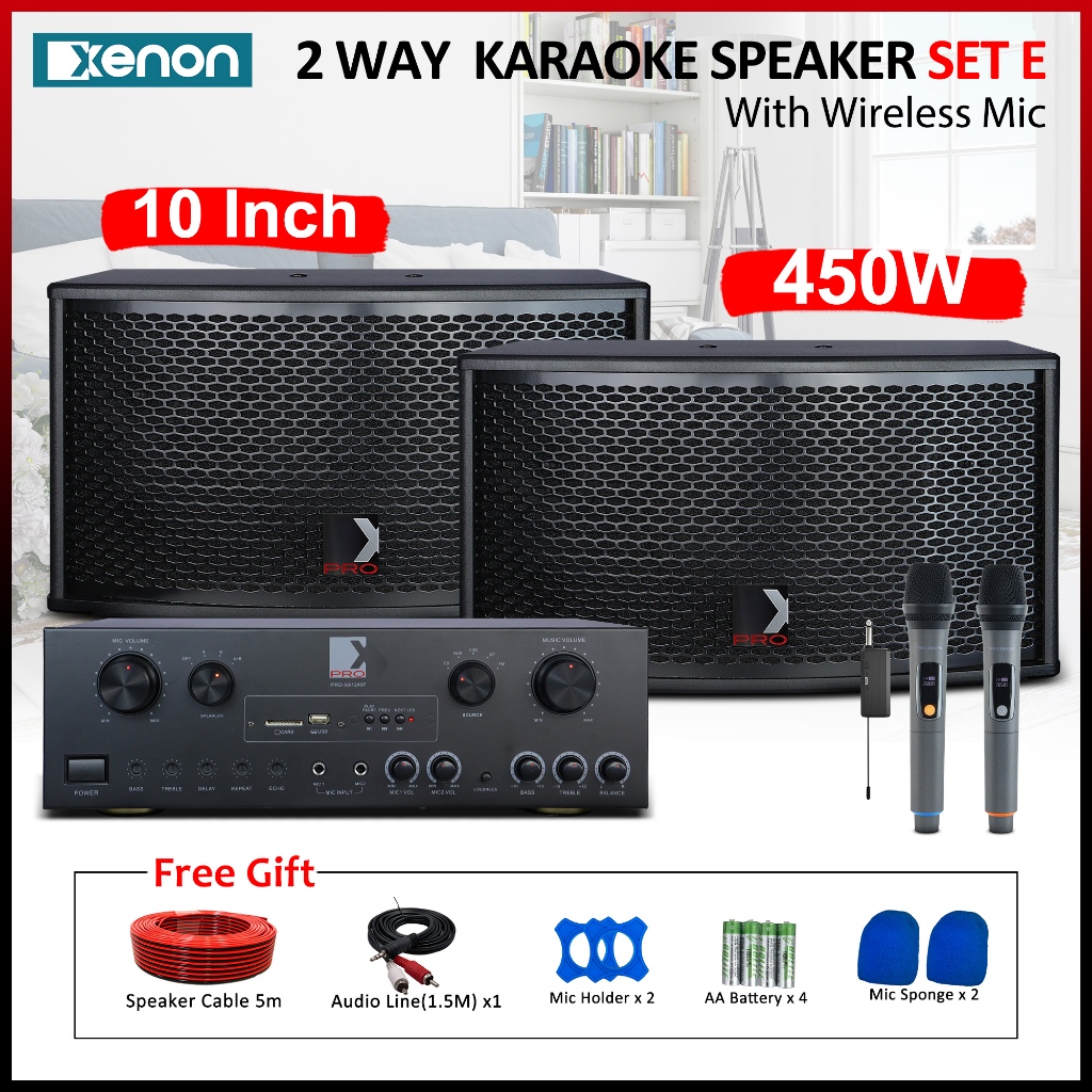 Xenon Karaoke Speaker Set 10inch 2 Way Karaoker Speaker Full Set With ...