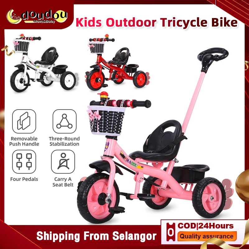 Kids Outdoor Tricycle Baby Stroller With Handle 3 Wheels Push-handle ...