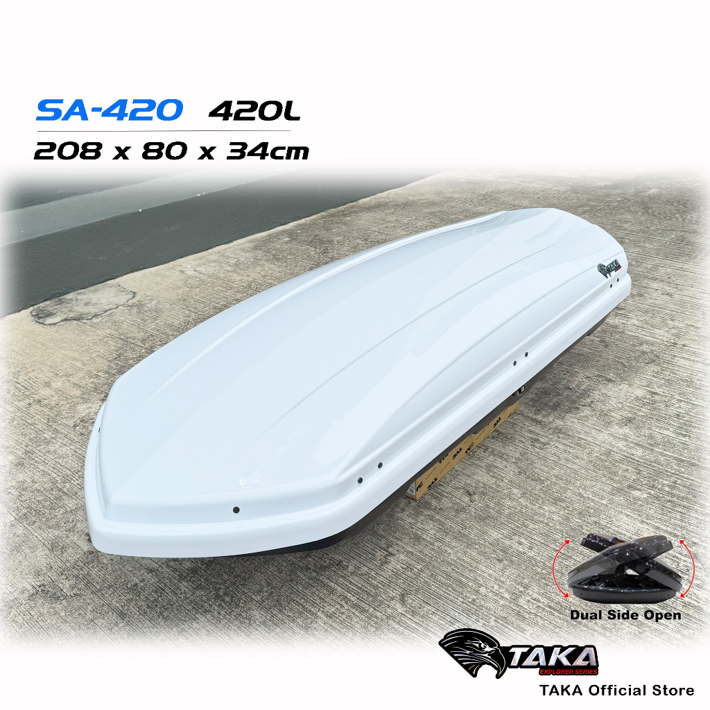 TAKA SA-420 Car Roof Box [Explorer Series] [XL Size] [Glossy White ...