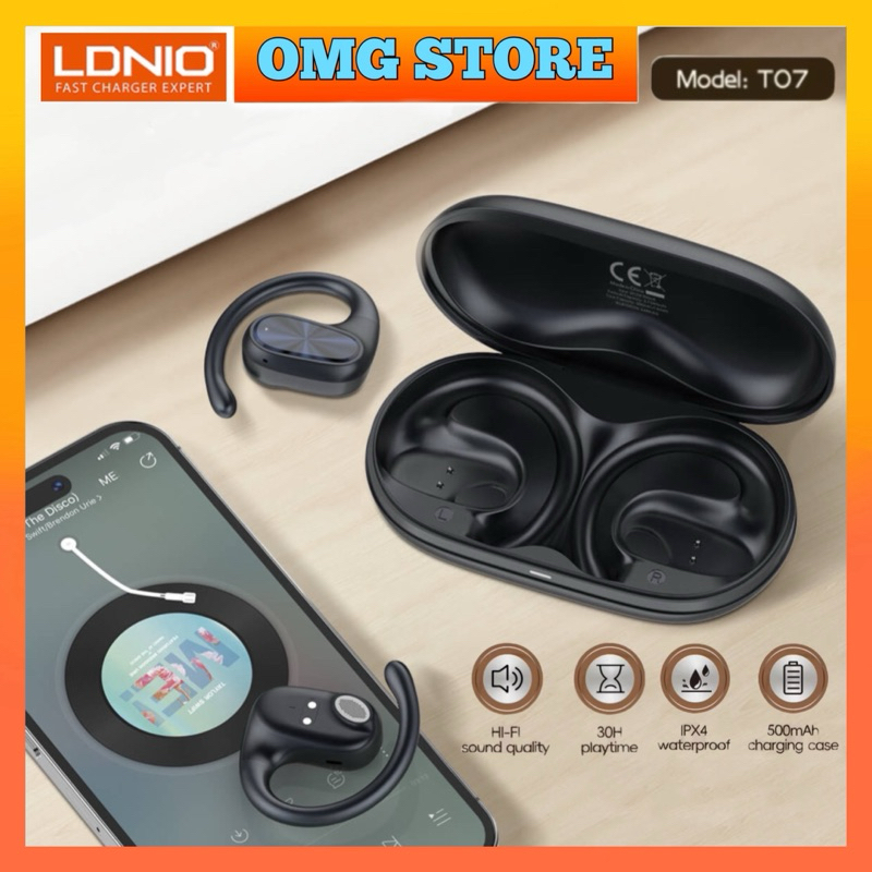 LDNIO T07 Wireless Headset OWS Bone Conduction Earphones Bluetooth 5.3 ...