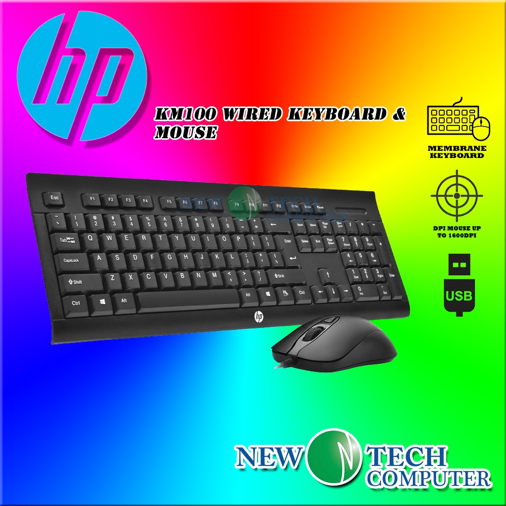 HP KM100 KEYBOARD AND MOUSE COMBO WIRED USB OFFICE DESKTOP PC KEYBOARD ...