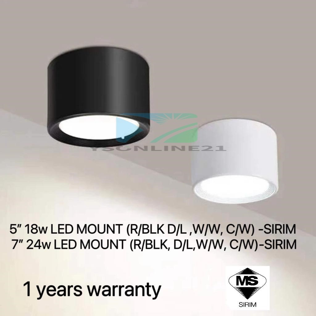 18W/24W 5″/7″ BLACK LED SURFACE DOWNLIGHT LAMPU LED SURFACE CEILING ...