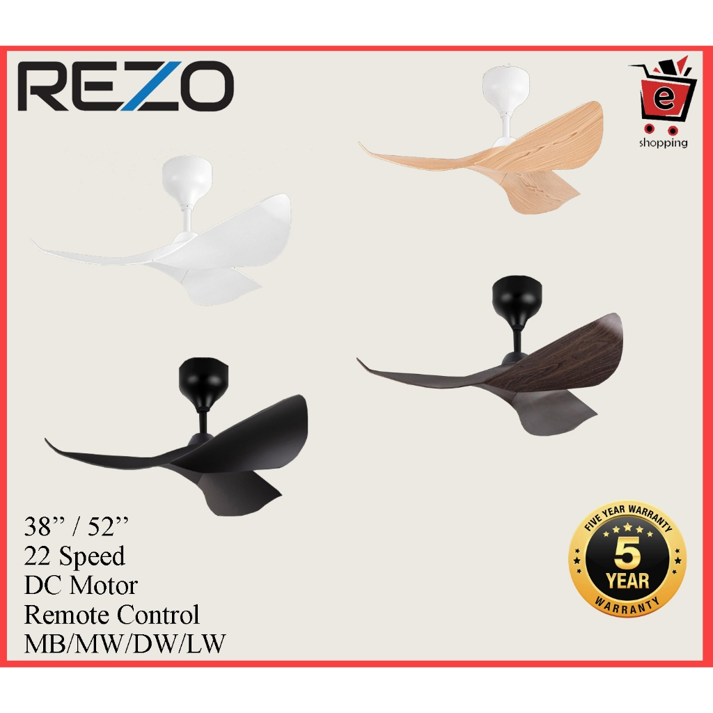 【Ready Stock Authorized Dealer】REZO KAZE 38” / 52” DC Motor Remote ...