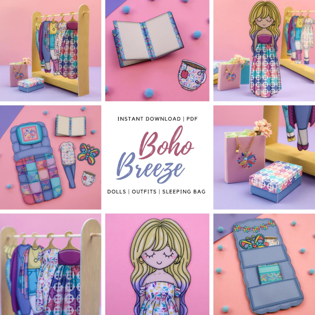 PDF] Purple Bundle Paper Doll Printable Preschool Kids Activity ...