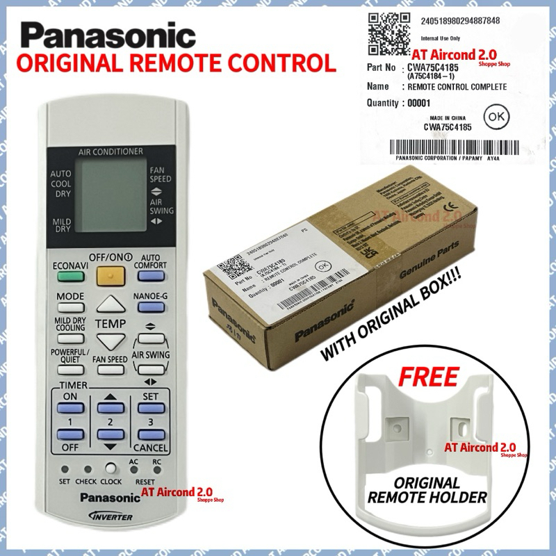 Panasonic Original Inverter A/C Remote Control CS-S10/13/15/18/24PKH,CS ...