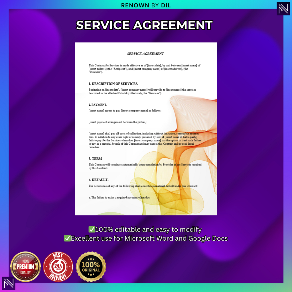Service Agreement | Kontrak Persetujuan Perkhidmatan | Legal Document ...