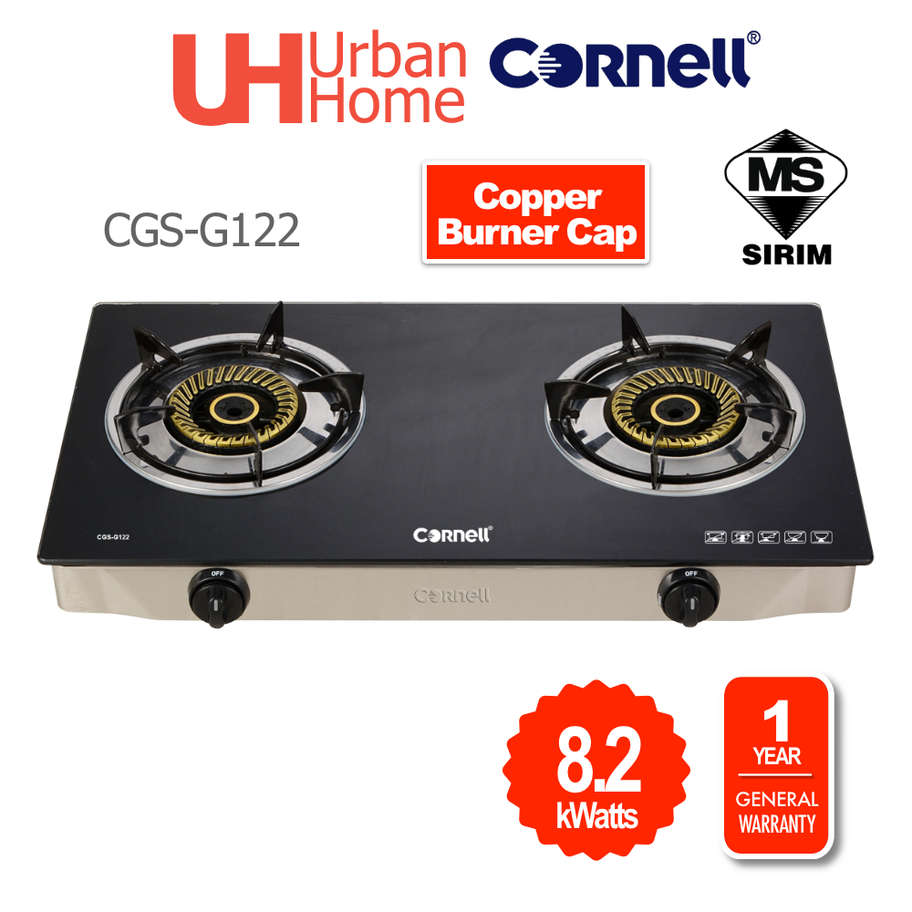 Cornell Glass Stove Double Burner Tempered Glass Top Gas Cooker ( 8.2kW ...