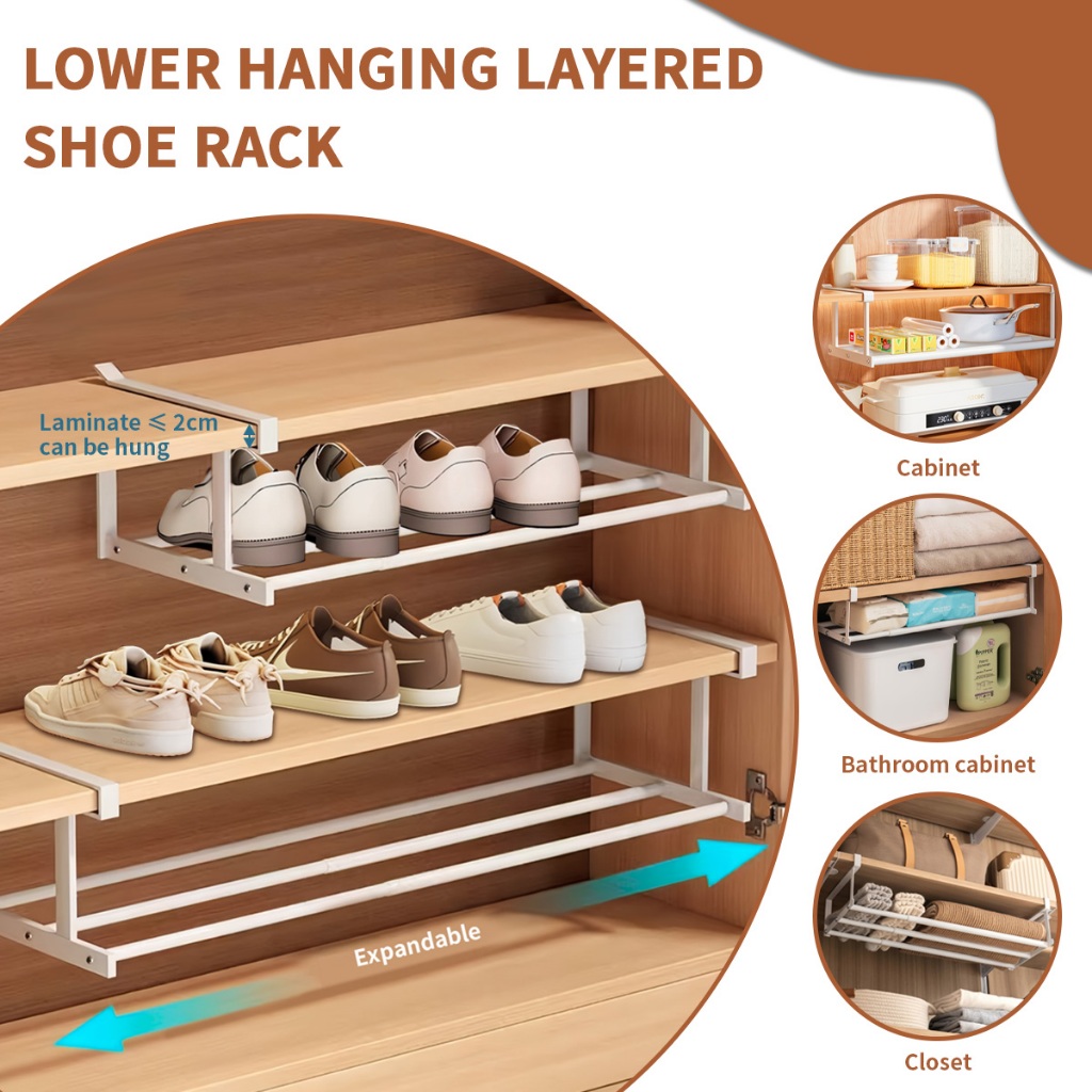 Retractable Shoe Rack Lower Hanging Shelf Household Shoe Cabinet Closet ...