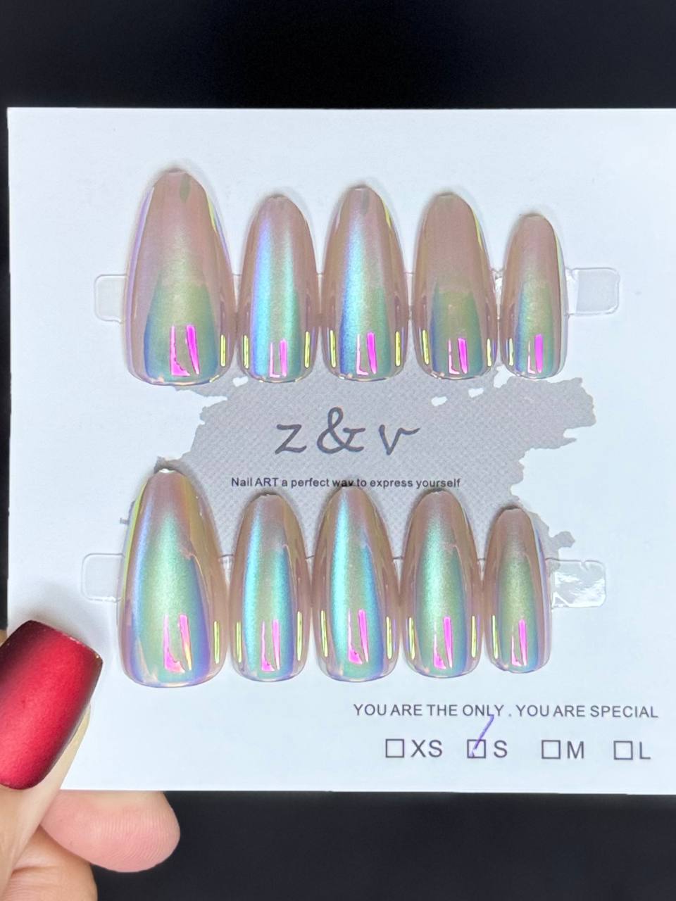 Z&V*10Keping kuku palsu Almond Shape Fake Nail Warna Biasa Plain Color ...
