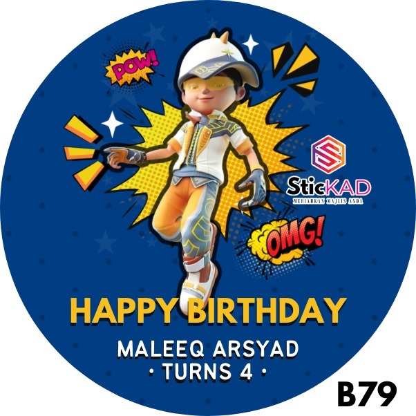 Goodies Birthday Packaging Party Sticker Boboiboy Ultimate Blue Biru # ...