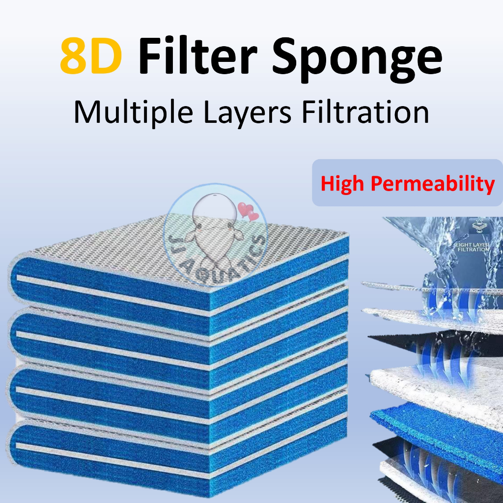 🔥READY STOCK🔥 Aquarium New Upgrade 8D Filter Sponge 8 Layer Fish Tank ...