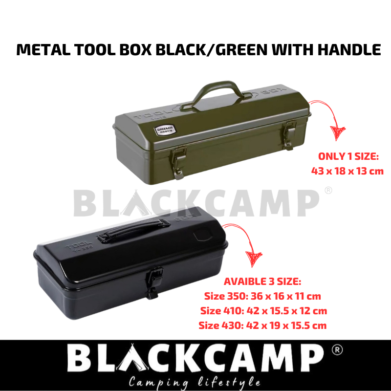 Camping Tool Box Metal With Handle Storage Multipurpose Hard Casing ...