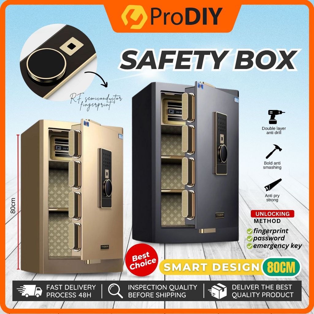 80CM Digital Safety Box Fingerprint Safe Box With Password Lock Money ...