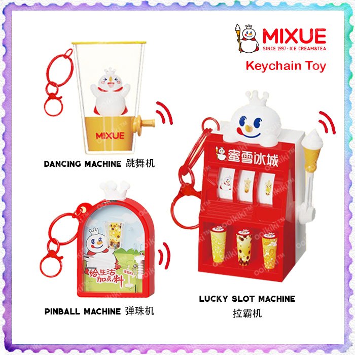 MIXUE official Keychain Toy Lucky Slot Machine Dancing Pinball Cute key ...