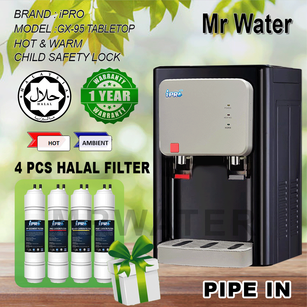 iPRO MODEL GX95 Hot & Warm Desktop Water Dispenser With 4 pcs HALAL ...