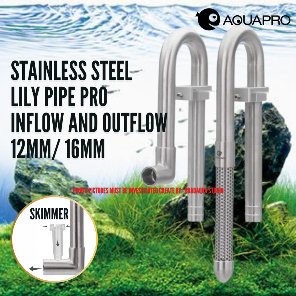 AQUAPRO Stainless Steel Lily Pipe Pro Inflow and Outflow 12mm/ 16mm ...