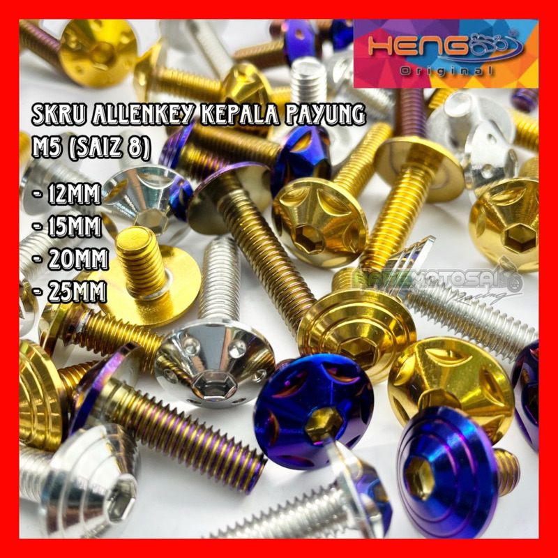🏁 (1 BIJI) SKRU M5 SAIZ 8 ALLENKEY PAYUNG 🏁 ORIGINAL HENG THAILAND ...