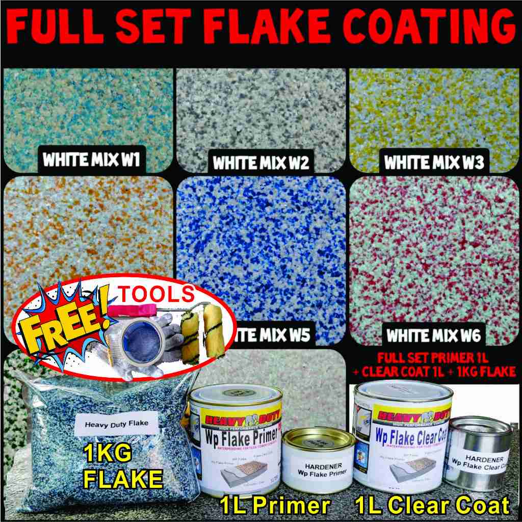 HD Full Set Epoxy Colour Flake Coating ( TOOLS / 1KG FLAKE / 1L PRIMER ...