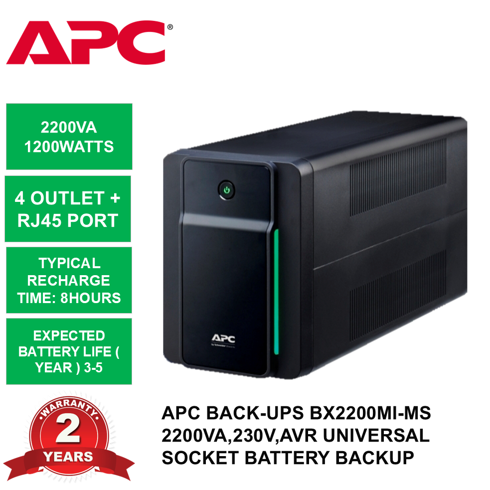 APC Back-Ups Universal Socket Battery Backup (230V) BX2200MI-MS ...