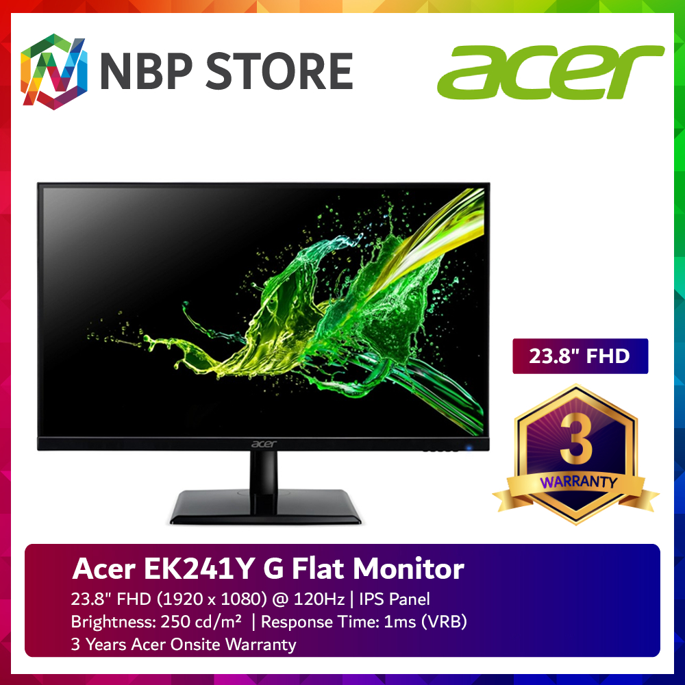Acer EK241Y G 23.8'' FHD 120Hz Flat Monitor ( Speaker, HDMI, VGA, 3 Yrs ...