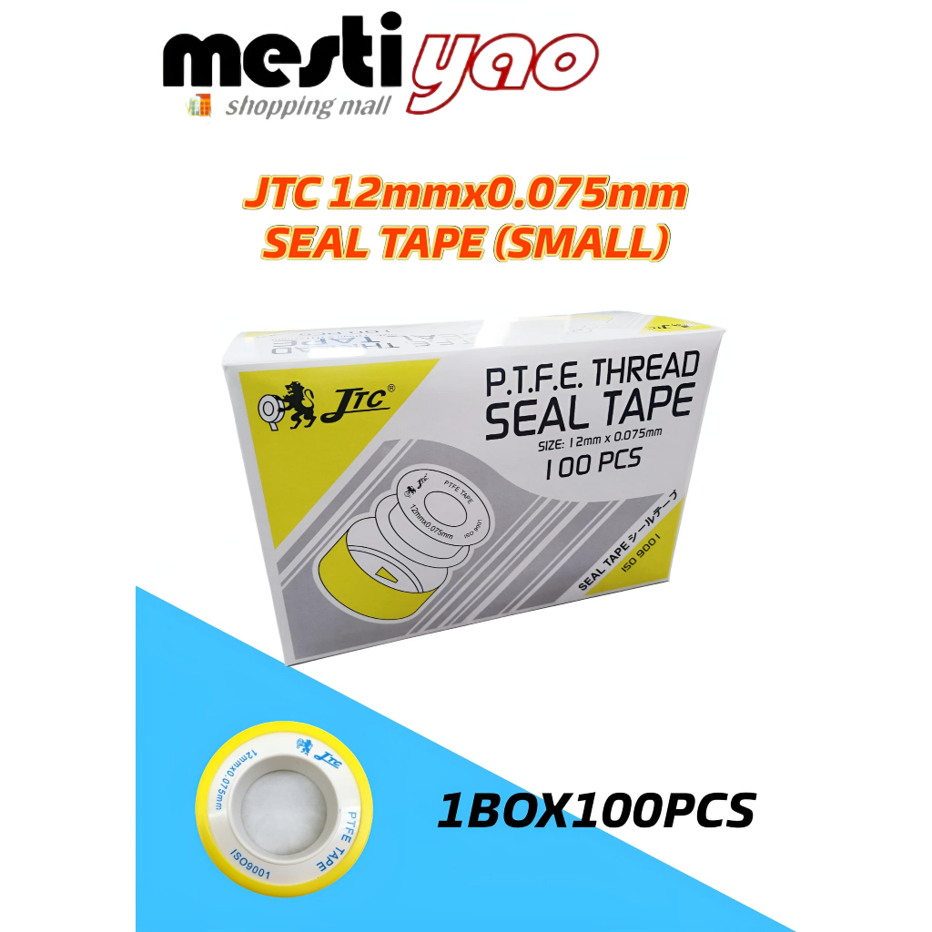 (100Pcs/Box) JTC 12mmx0..075mmx7m P.T.F.E Thread Seal Tape/Pipe Sealing Tape | Shopee Malaysia