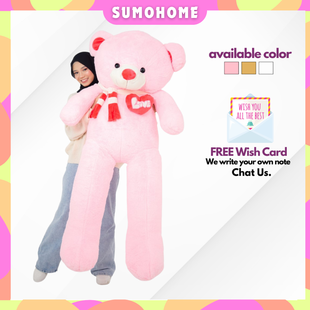 [SH] ILOVEYOU 180cm Teddy Bear Besar Giant Bear Plushie Doll Animal ...