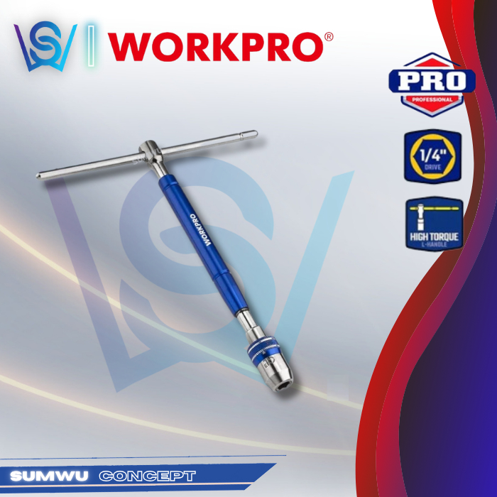 WORKPRO T-Bar Socket Wrench DR. T-Handle (1/4") Speed Sleeve Heavy Duty ...