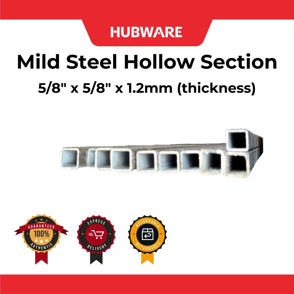 Mild Steel Hollow Section Besi Hollow Empat Segi 5/8" x 5/8" x 1.2mm ...