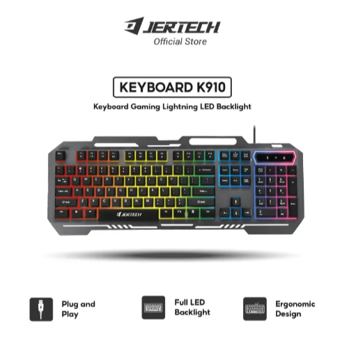 JERTECH Keyboard Gaming K910 Lightning Keyboard Full Size Full LED ...