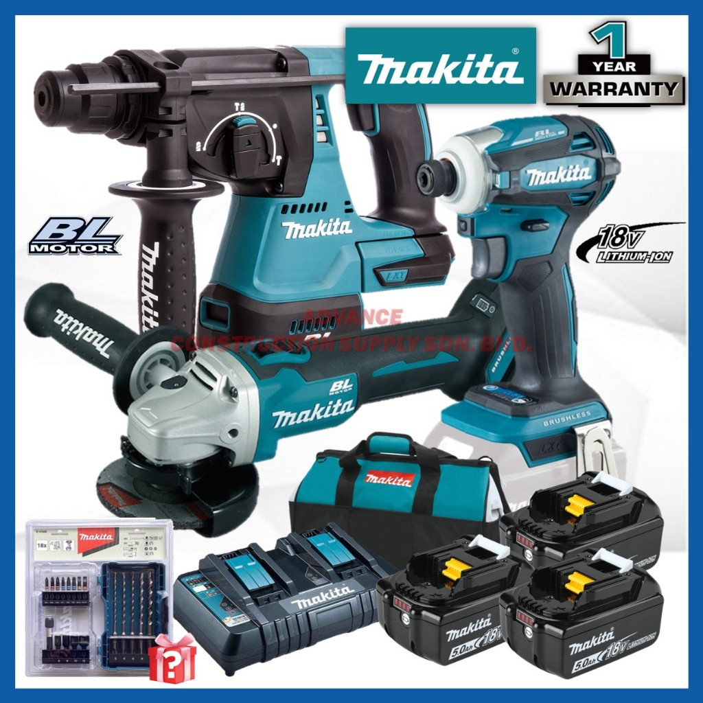 MAKITA 18V Cordless Mega Combo RM3588 ( DHR242Z Combination Hammer / DGA404Z Angle Grinder ...