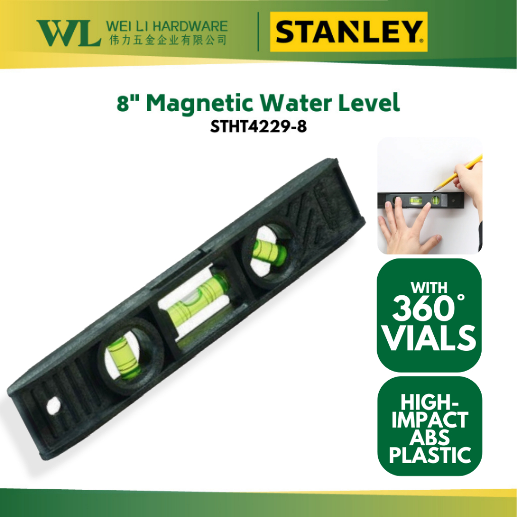 STANLEY Magnetic 8" Water Level Ruler STHT42291-8 / Balance Measurement ...
