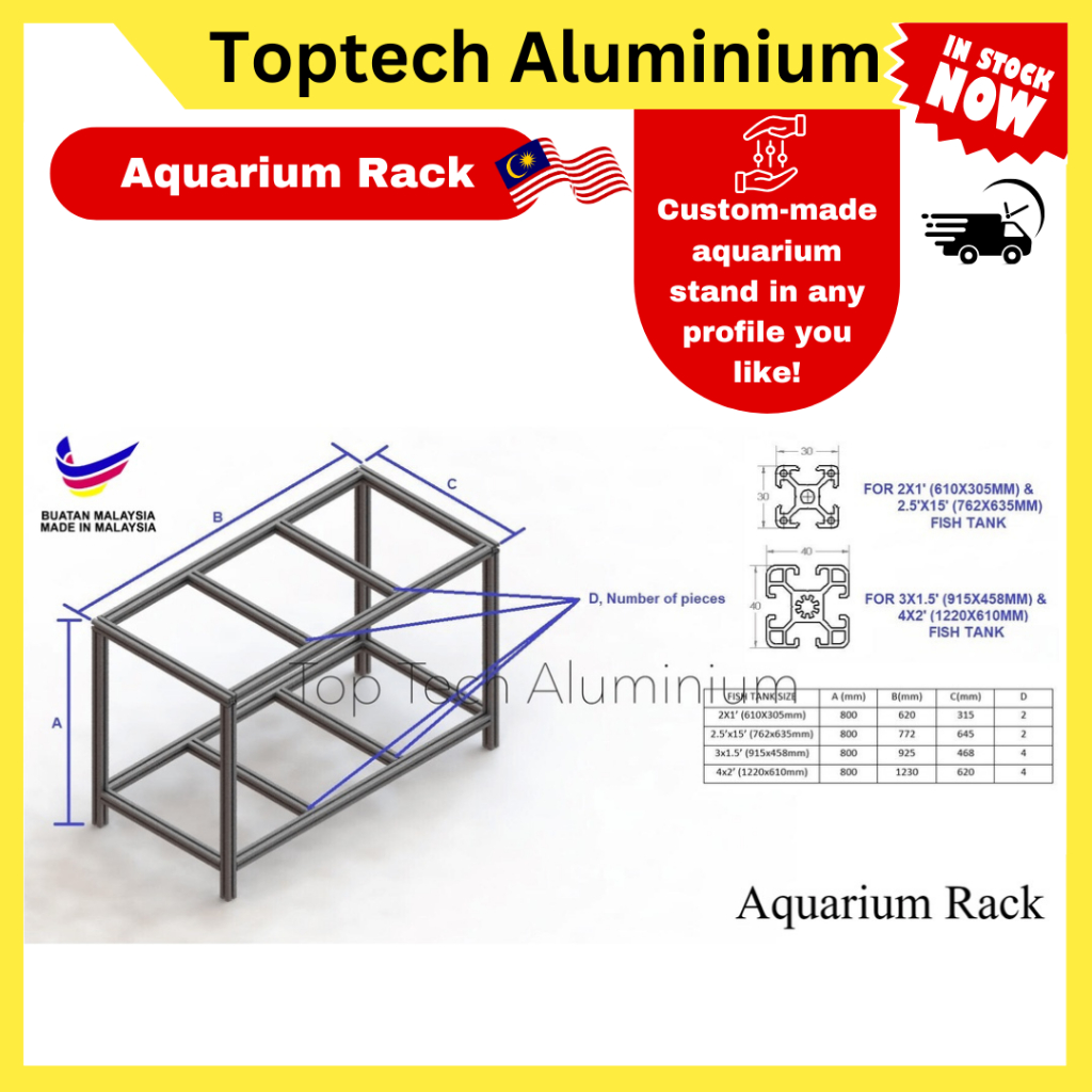[Customized Size/Profile/Design] Aquarium aluminium profile frame fish ...