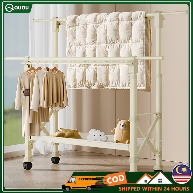 Rak Baju /Double Pole Aluminium Alloy Structure Laundry Cloth Rack ...