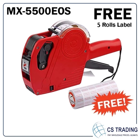 [FREE 5 ROLLS LABEL] EOS MX-5500 8 Digits Price Tag Gun Labeler ...