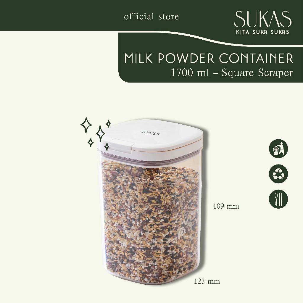 SUKAS Milk Powder Container Flip - Square Scraper (1700ml) | Shopee ...