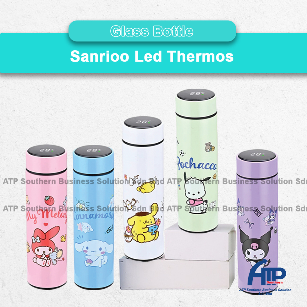 Portable Cartoon Thermos Water Bottle LED Temperature Display Vacuum ...