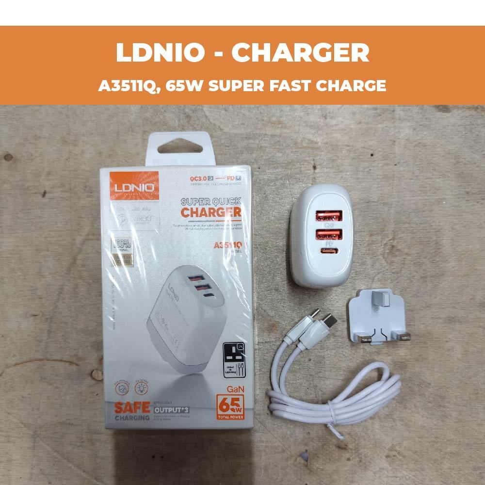 【Ship From Selangor】LDNIO 65W GaN Charging QC3.0 + PD 65W Type C-Type C ...