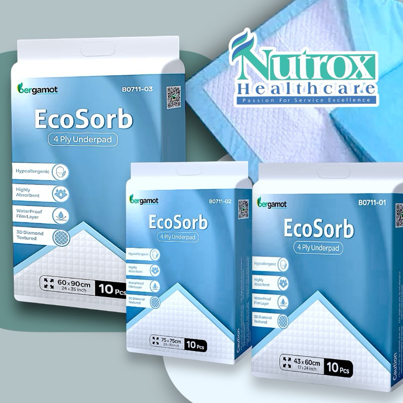 ECOSORB 4ply Underpad | 10 Pieces/pack - 4 layers Anti-Leak Technology ...