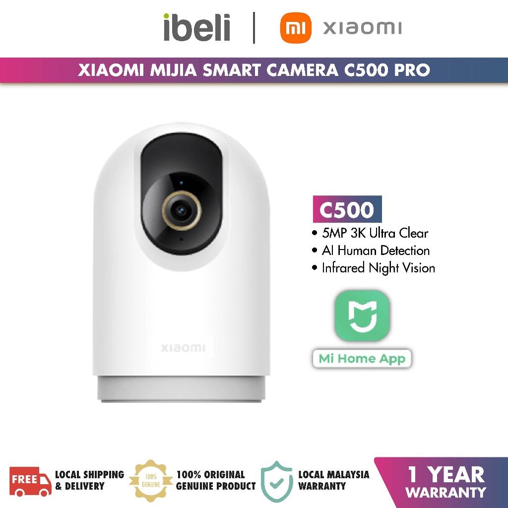 【Global Version】Xiaomi Mijia Smart Camera C500 Pro 5MP 3K Ultra Clear HDR Smart App CCTV ...