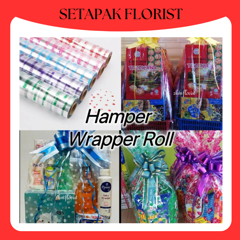 (25METER) HAMPER Wrapping Waterproof Flower Paper Gift Wrapper Birthday ...