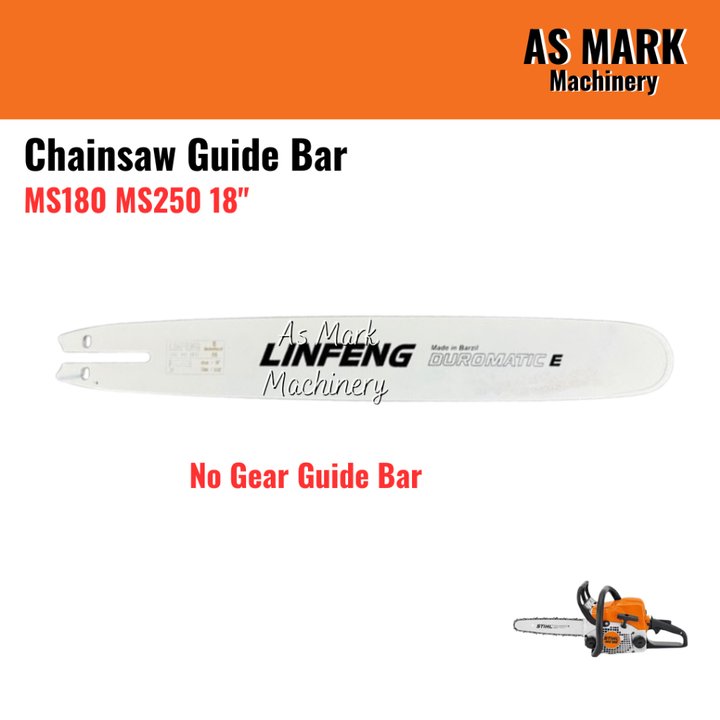 Chainsaw Guide Bar MS180 MS210 MS250 18" 20" (LASER TYPE) No Gear Chain ...