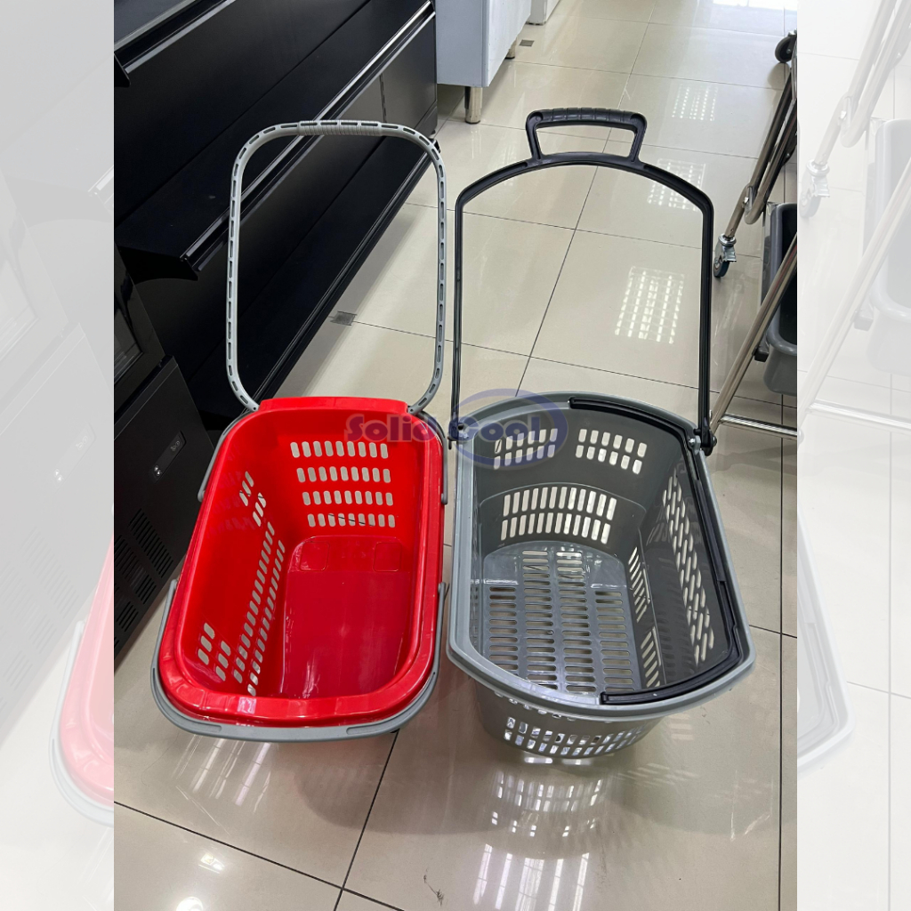 [ SOLID COOL ] ROLLER SHOPPING BASKET | HANDLE BASKET ROLLER WHEEL ...