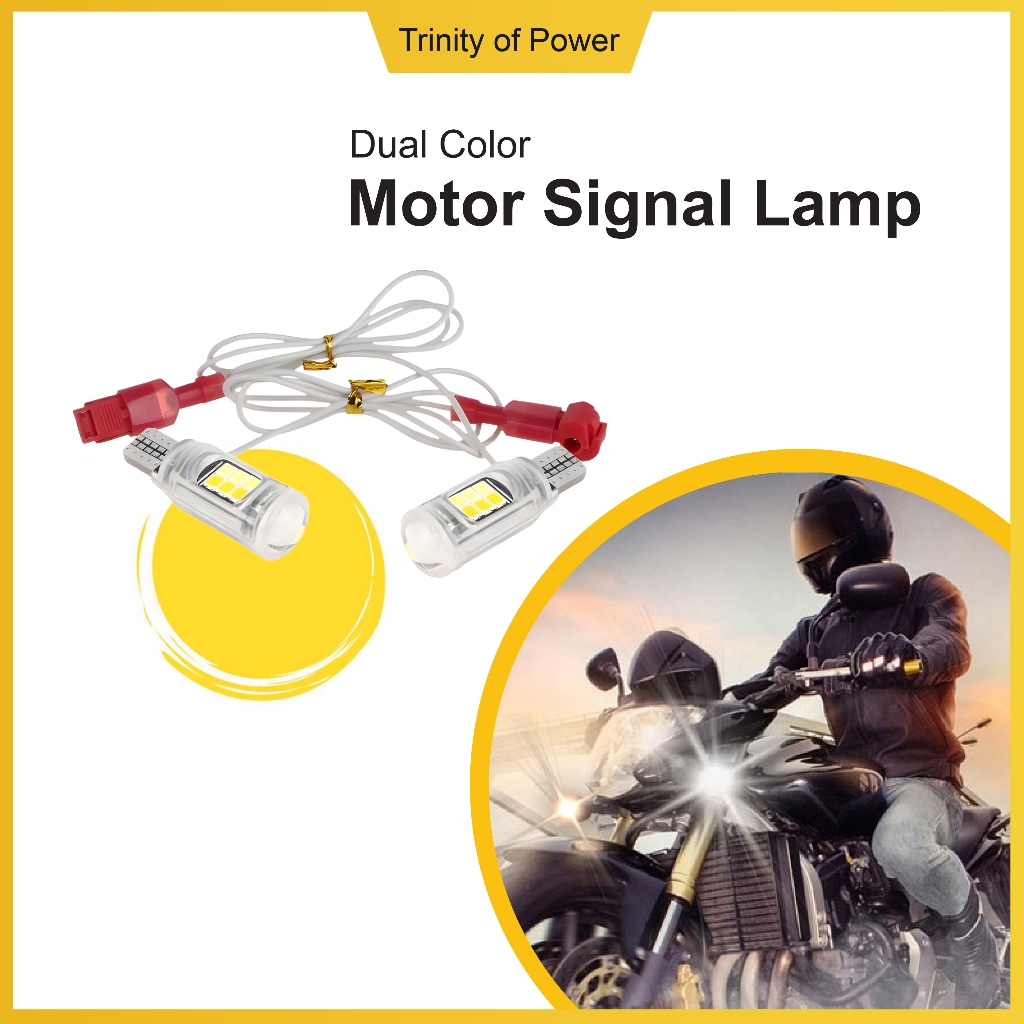 2PCS T15 Dual Contact LED Motor Turn Signal Light Dual Color Parking ...