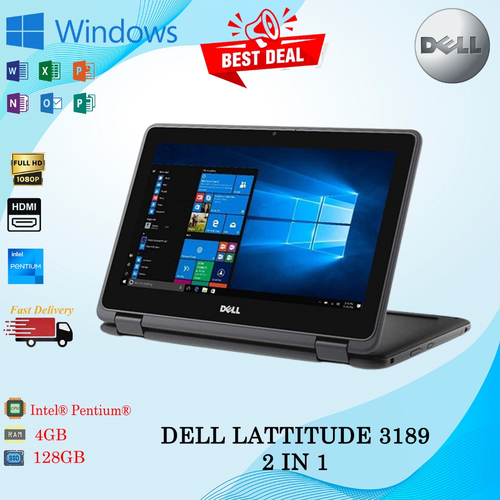(READY STOCK ) DELL LATTITUDE 3189 2 in 1 INTEL PENTIUM PROCESSOR 4GB ...