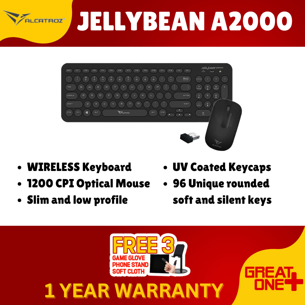 Alcatroz Jellybean A2000/ME K06 2.4G Wireless Keyboard and Mouse ...