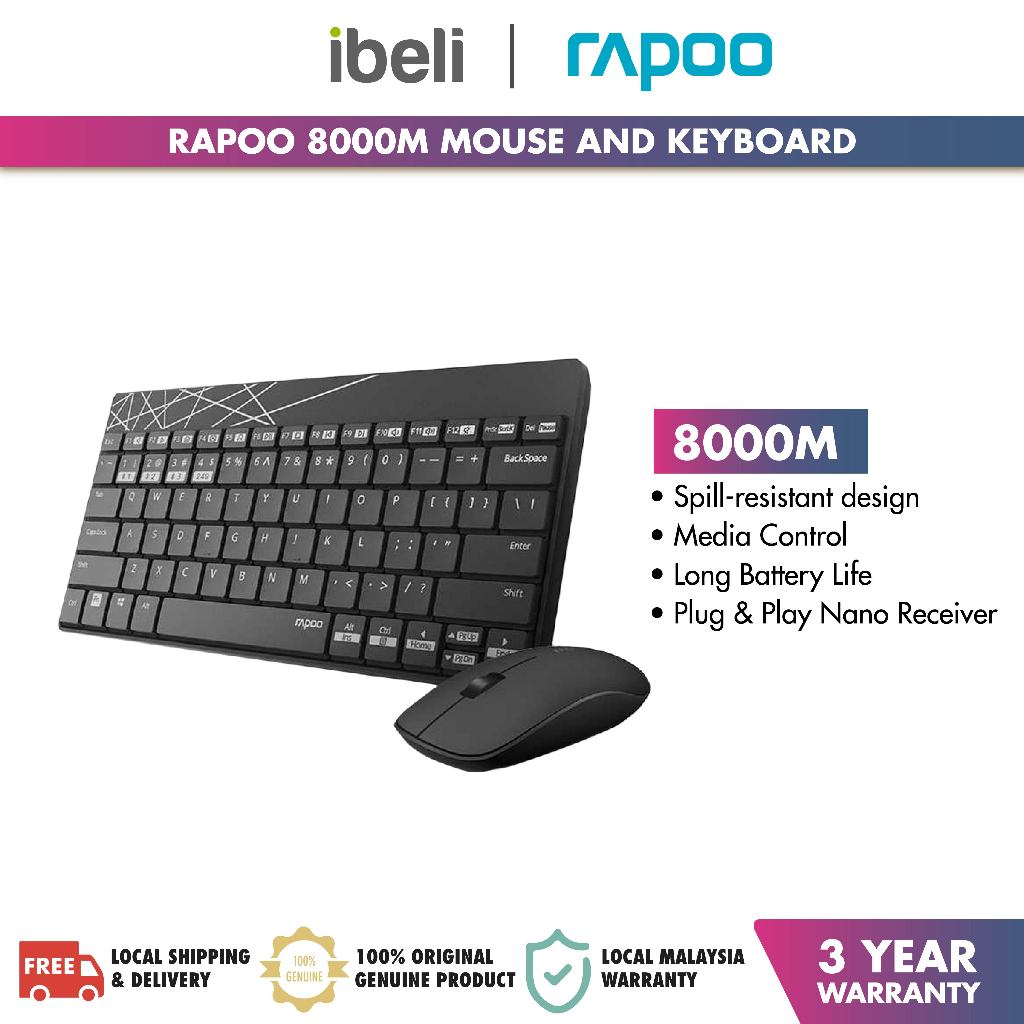Wireless 2.4G Desktop Set V8 / Rapoo 8000m Wireless Keyboard And ...